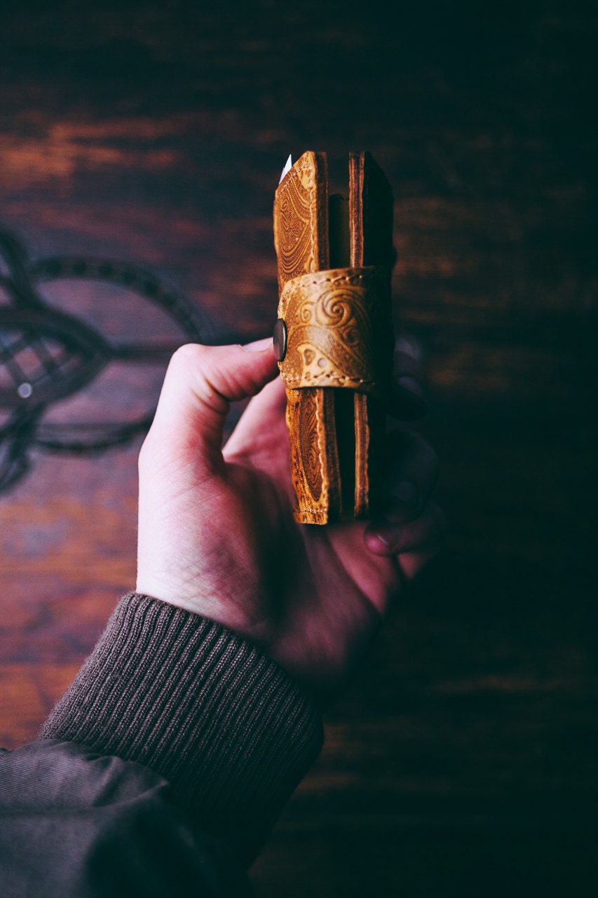 Personalized Unique Yellow Paisley Embossed Pattern Leather - Etsy