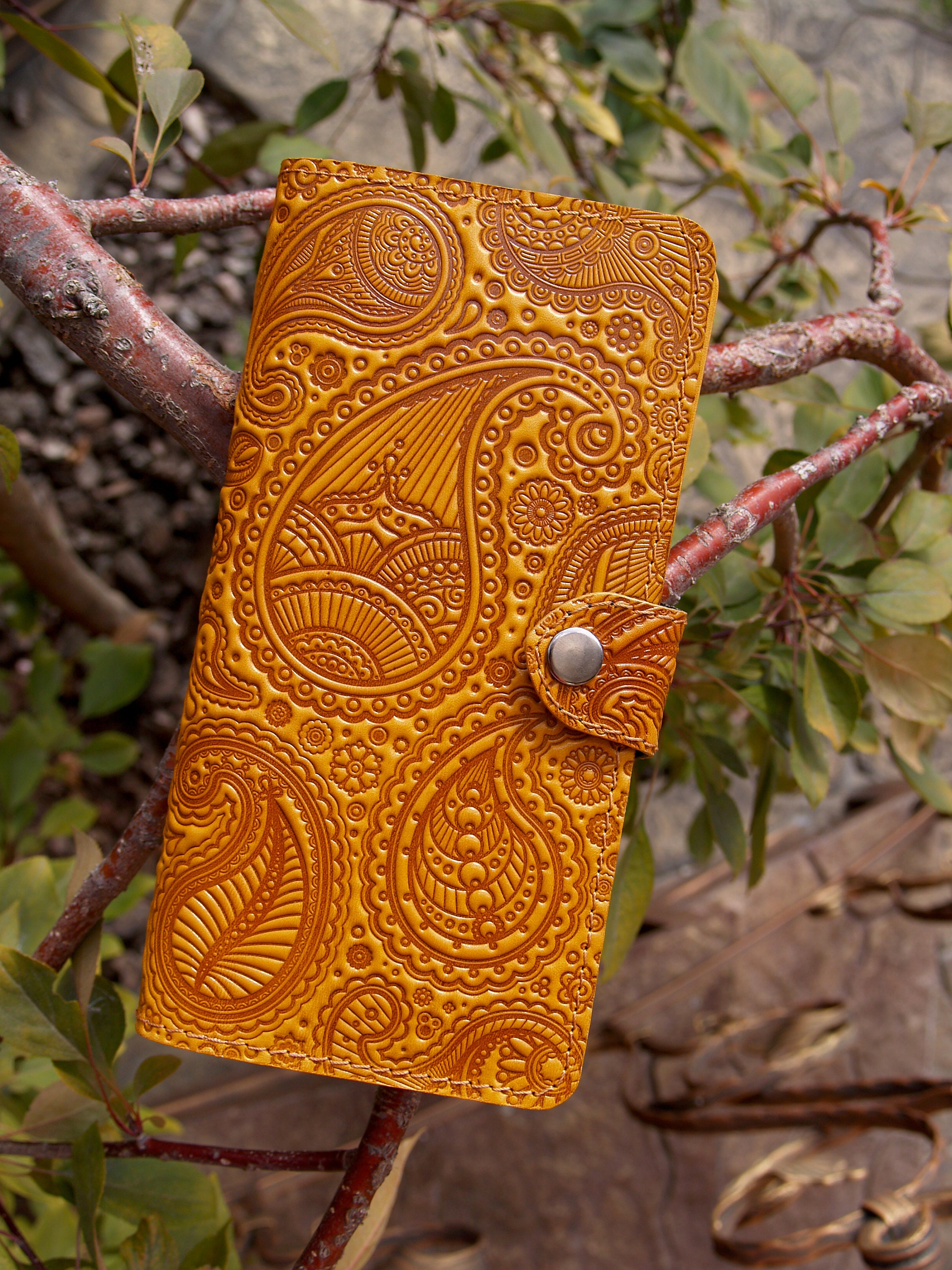 Personalized Unique Leather Wallet for Women Long Embossed Pattern ...