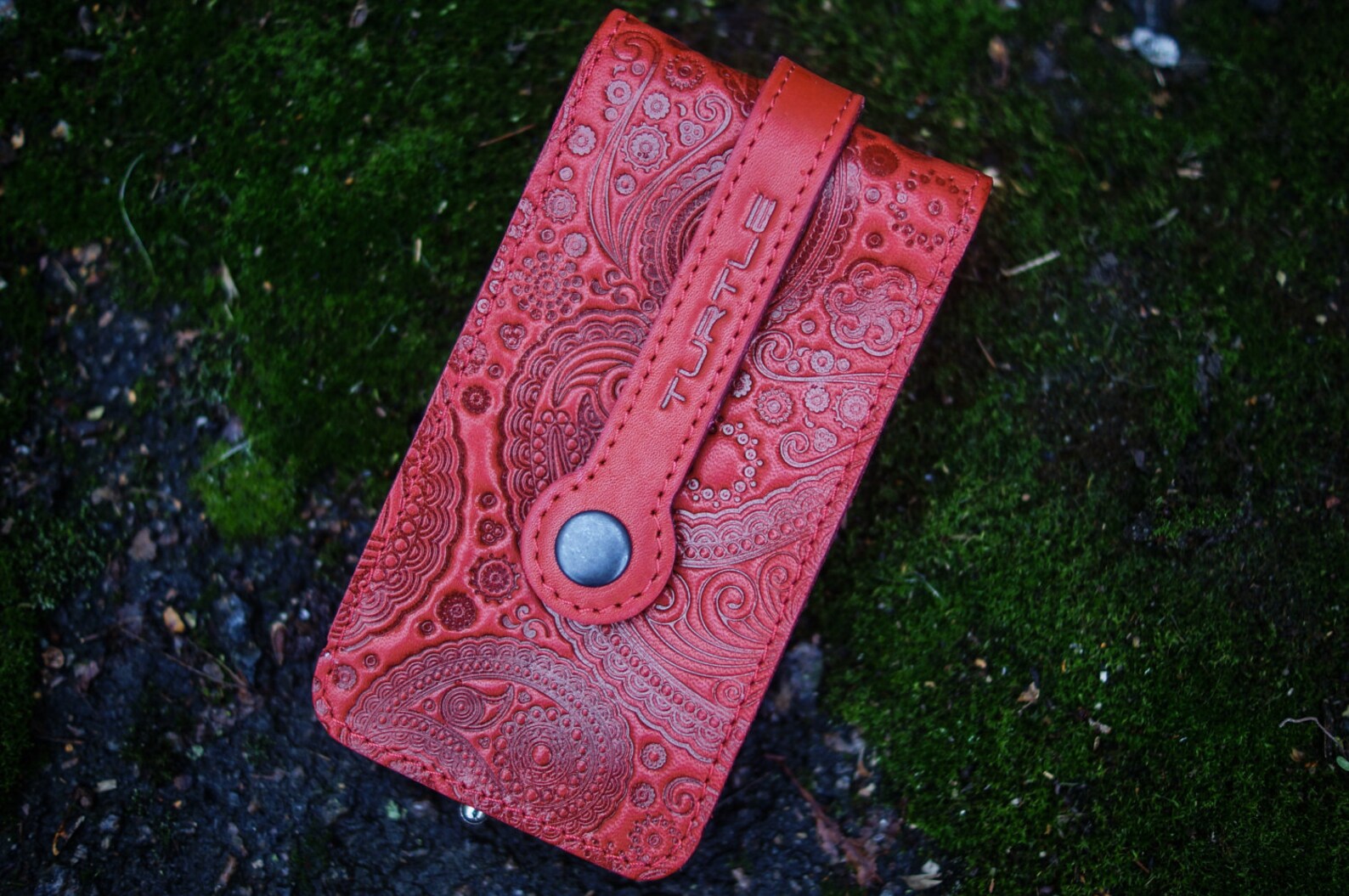 Red Leather Key Holder. Long Key Holder. Red Paisley Key - Etsy