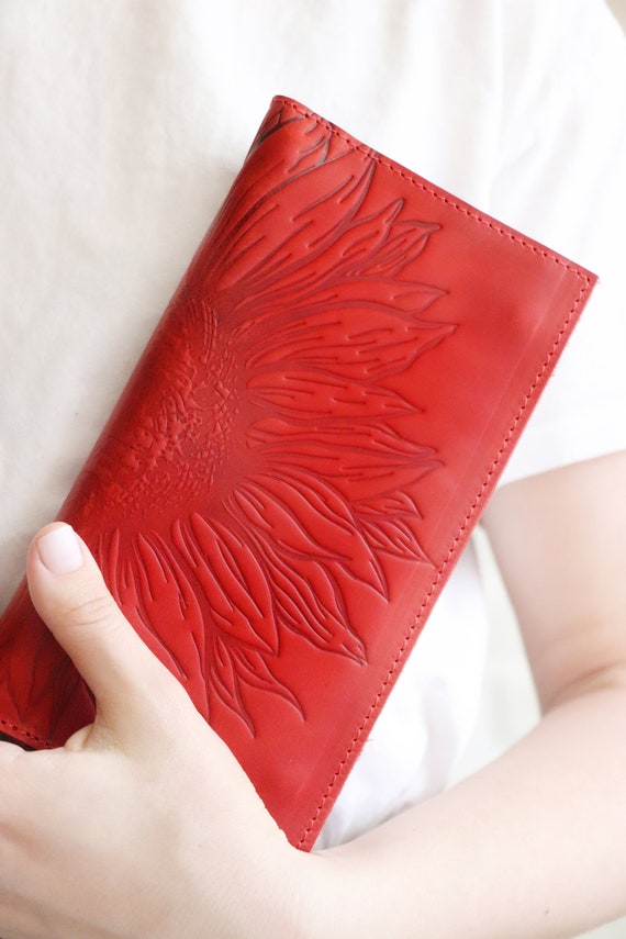 Personalized Red Wallet Full Grain Leather Wallet Cute | Etsy