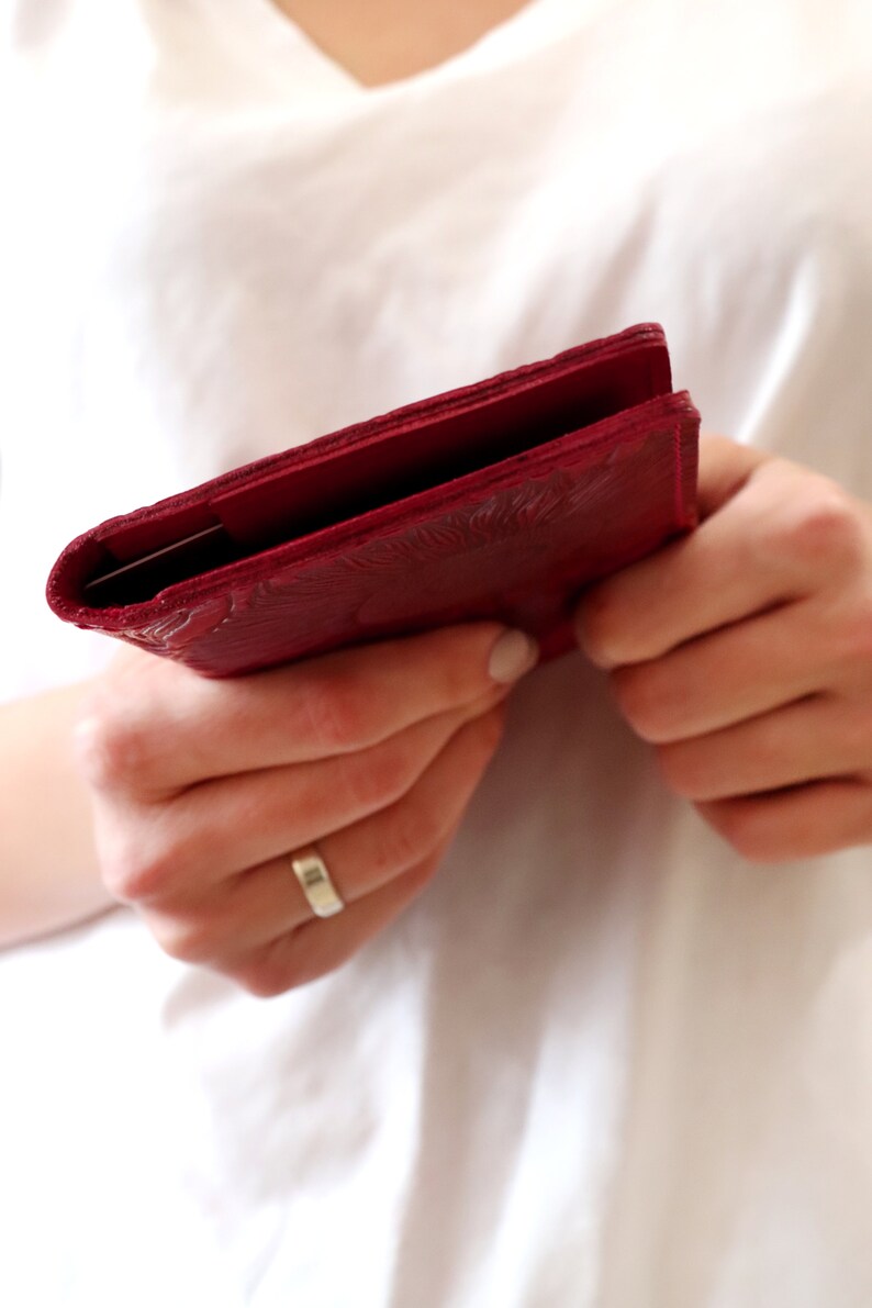 Personalized Unique Sunflower Red-raspberry Leather Wallet - Etsy