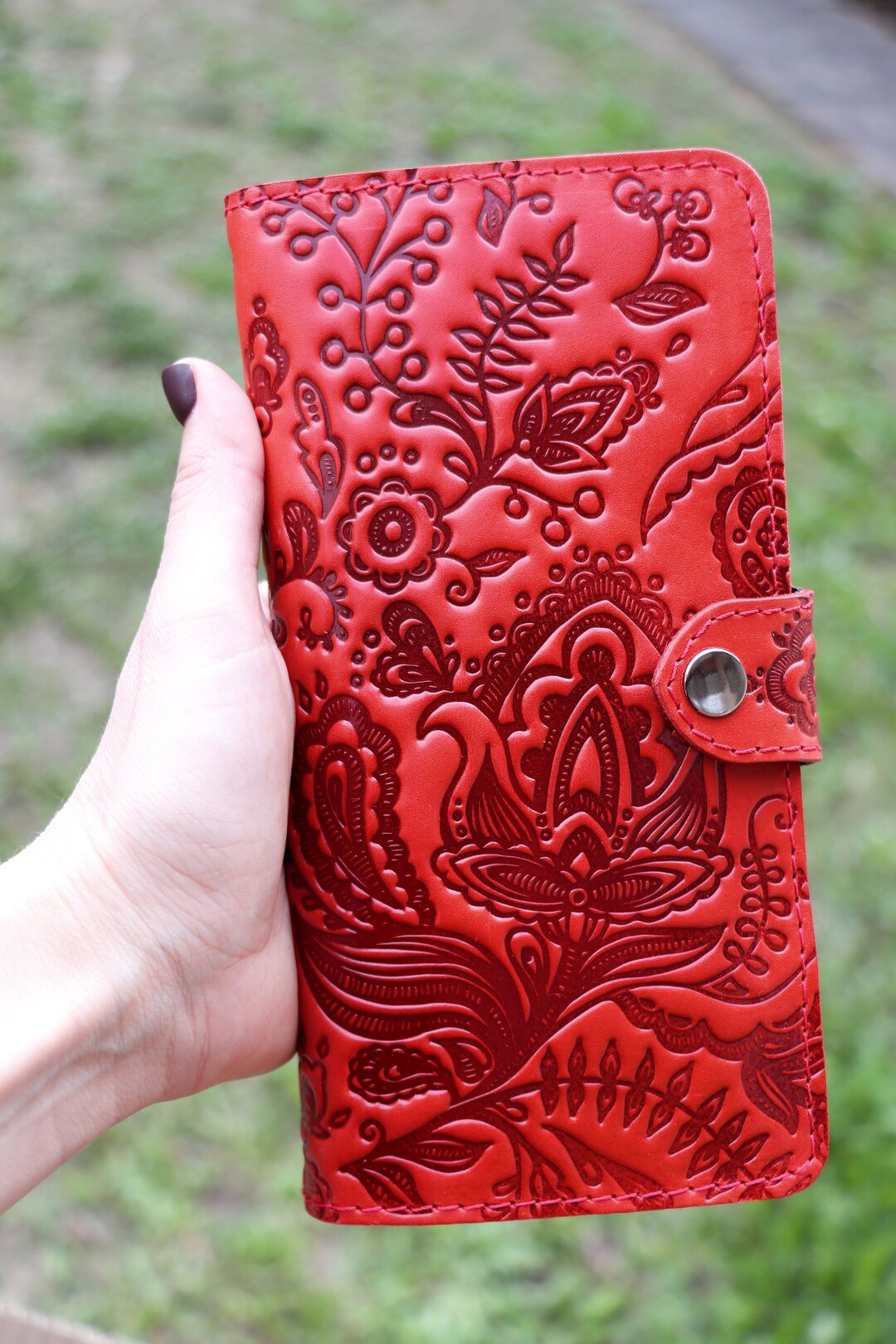 Personalized Exclusive Dragonfly Red Leather Wallet Bifold - Etsy