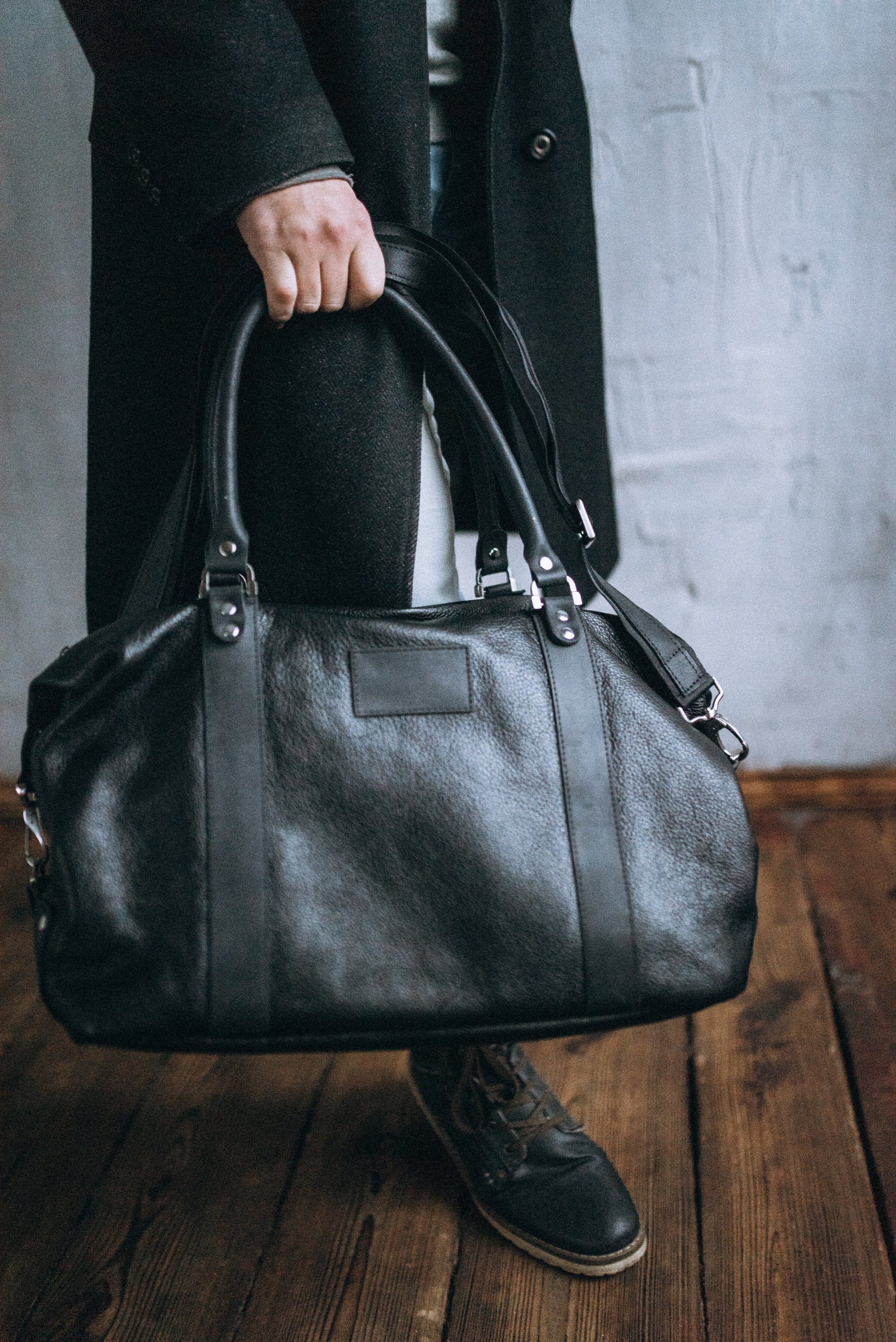 Big Leather Bag Gym Bag Men College Student Gift Large Duffle | Etsy