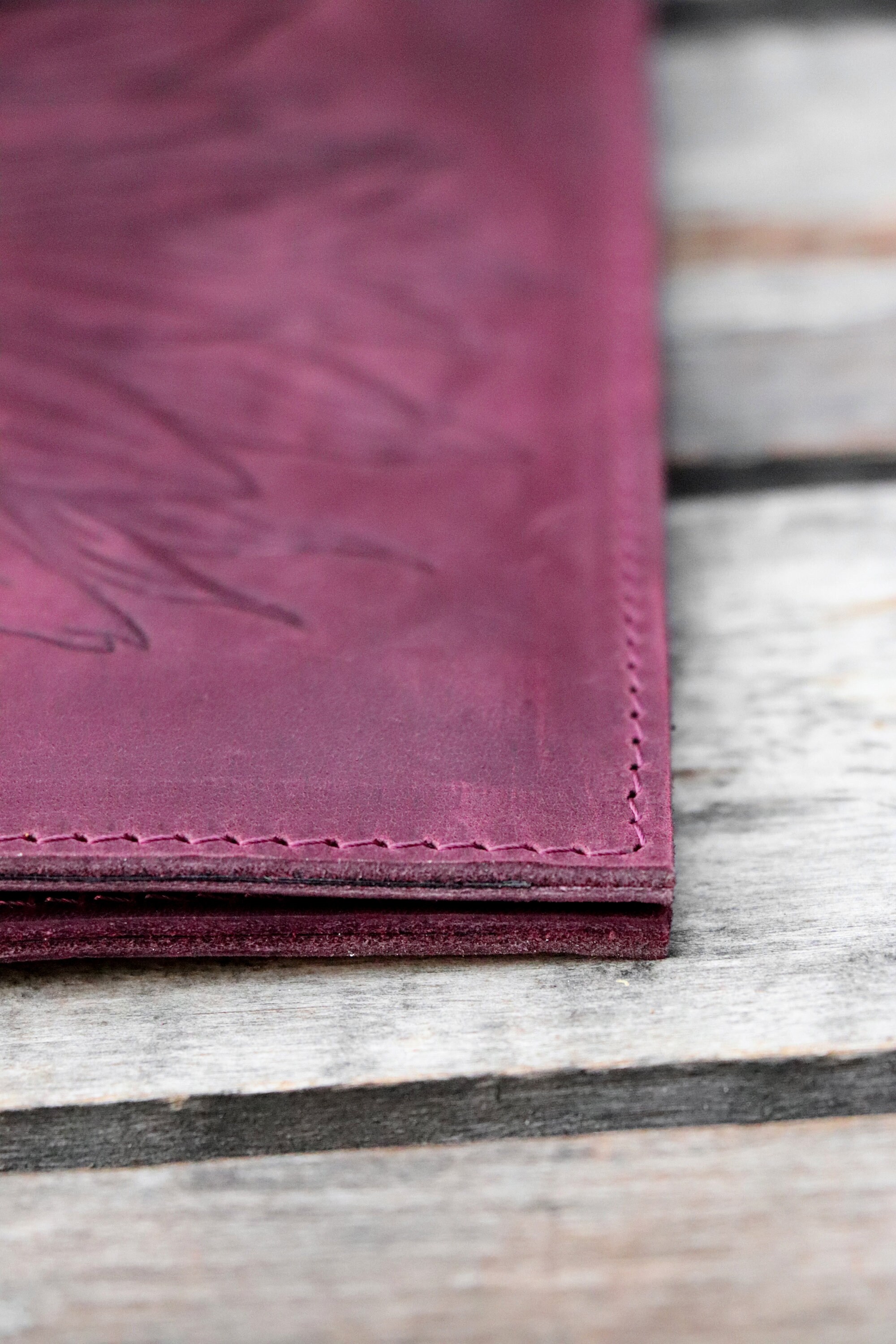 Personalized Full Grain Leather Wallet, Purple Wallet, Sunflower Wallet ...