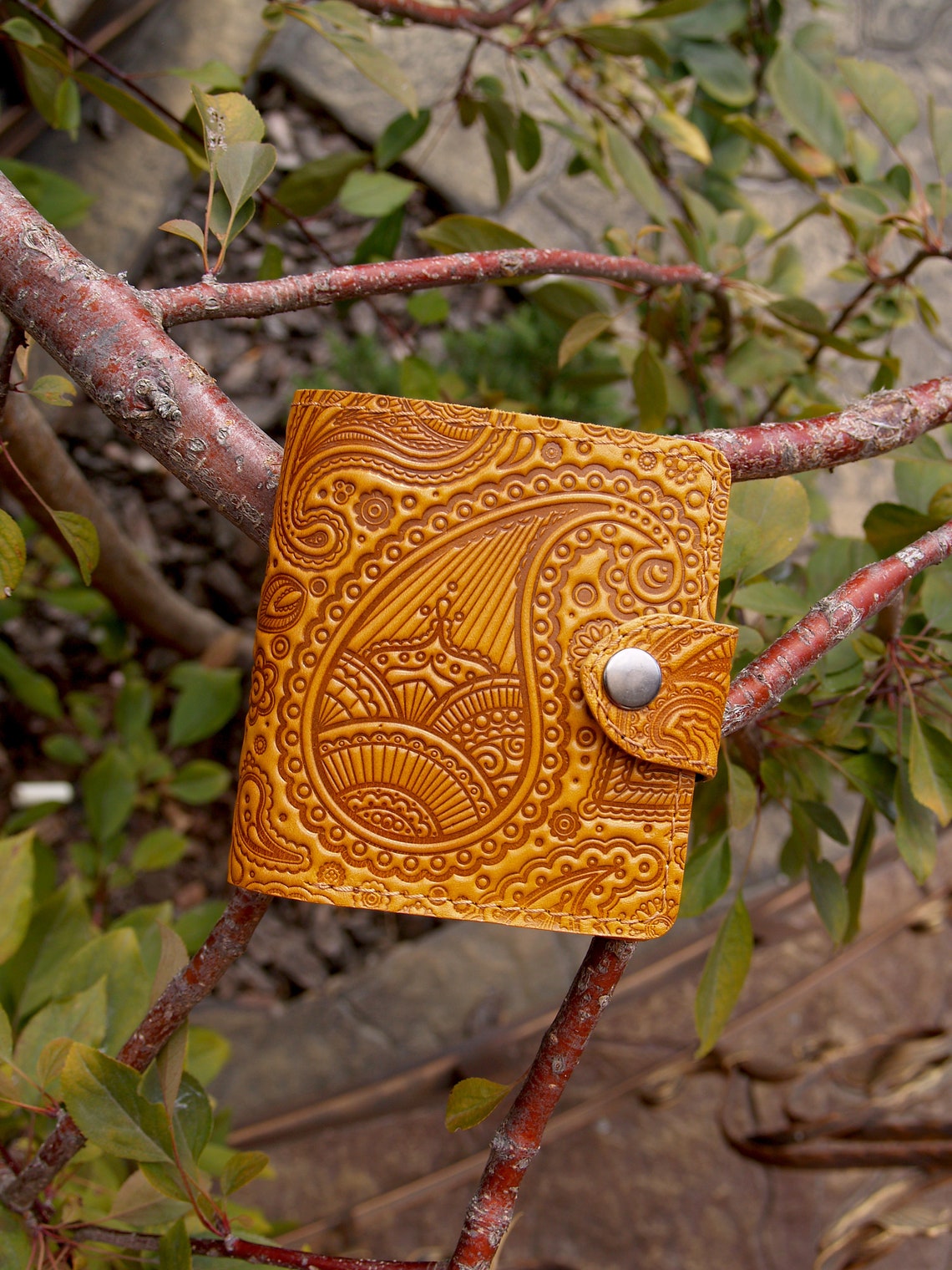 Personalized Unique Yellow Paisley Embossed Pattern Leather - Etsy