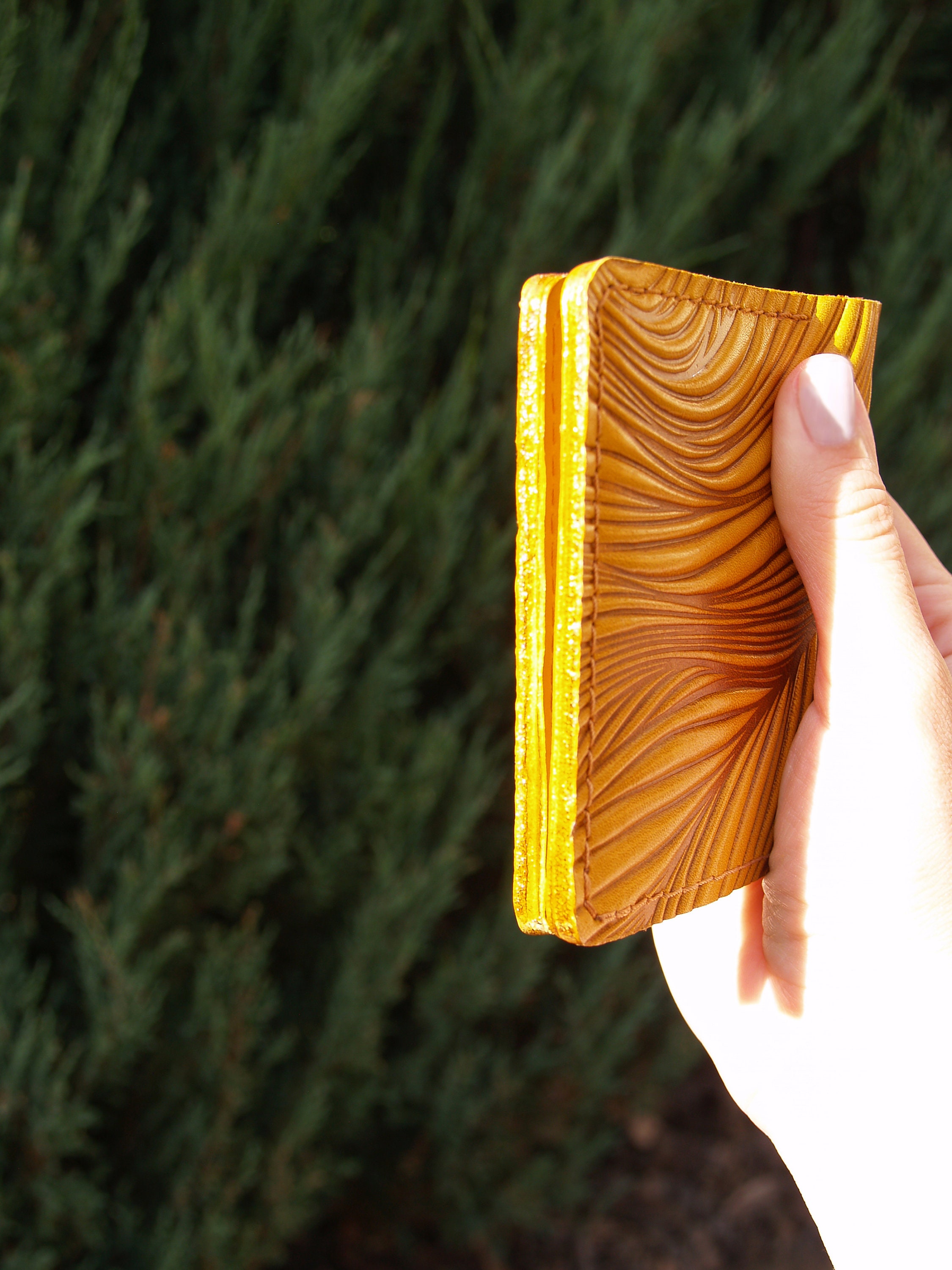 Personalized Unique Leather Slim Wallet Geometry Pattern Money Pouch ...