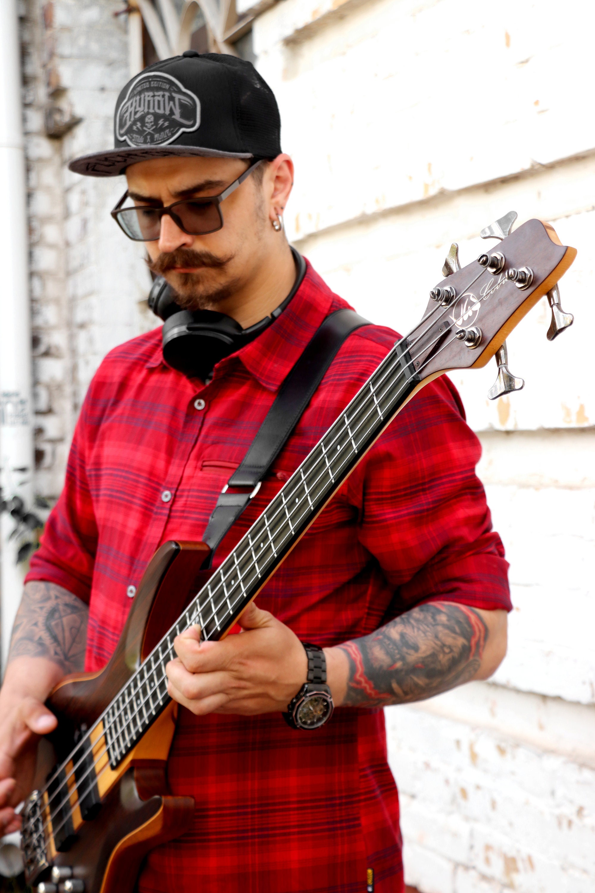 Black & Red Personalized Leather Guitar Strap for Electric | Etsy