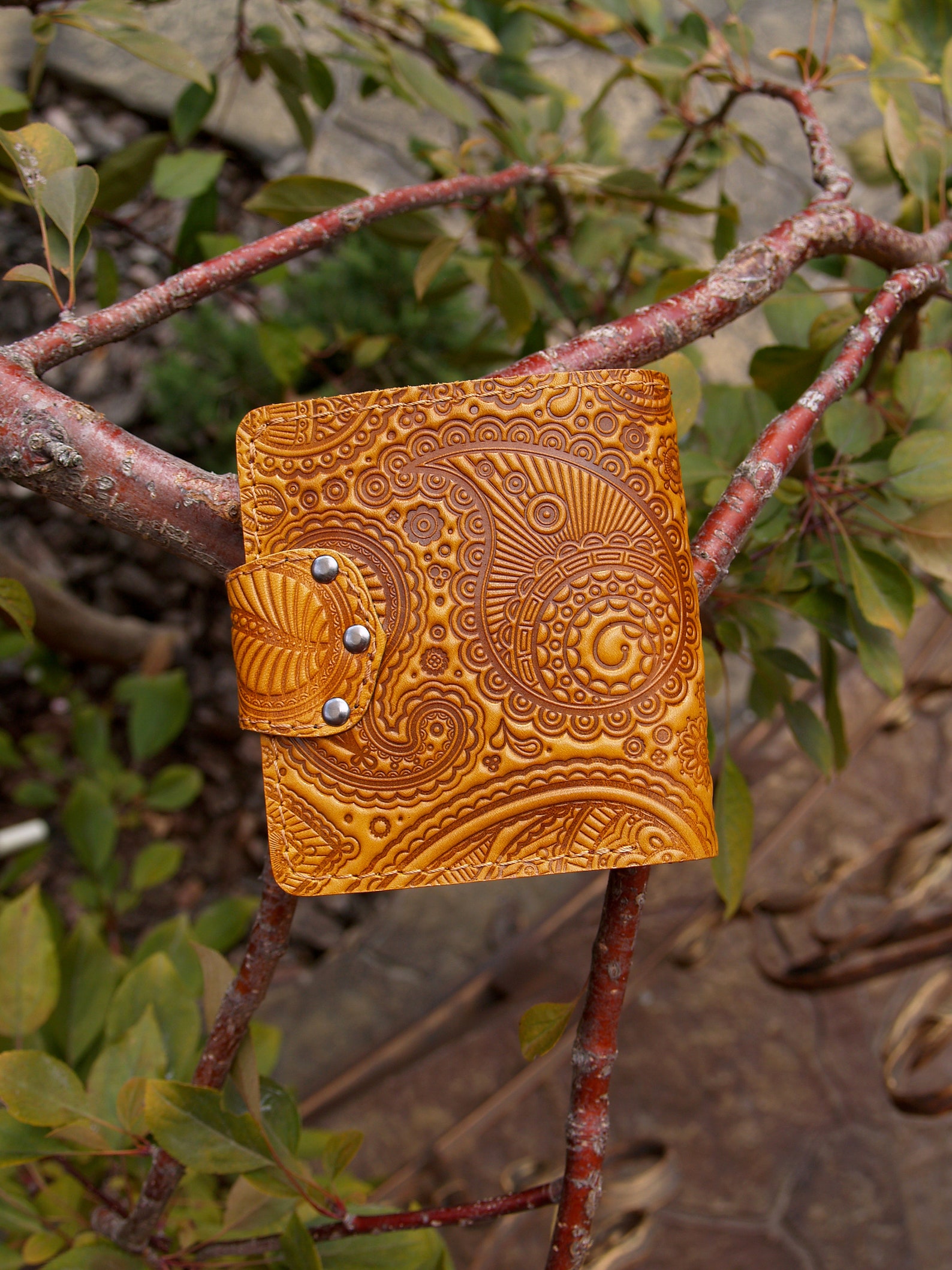 Personalized Unique Yellow Paisley Embossed Pattern Leather - Etsy