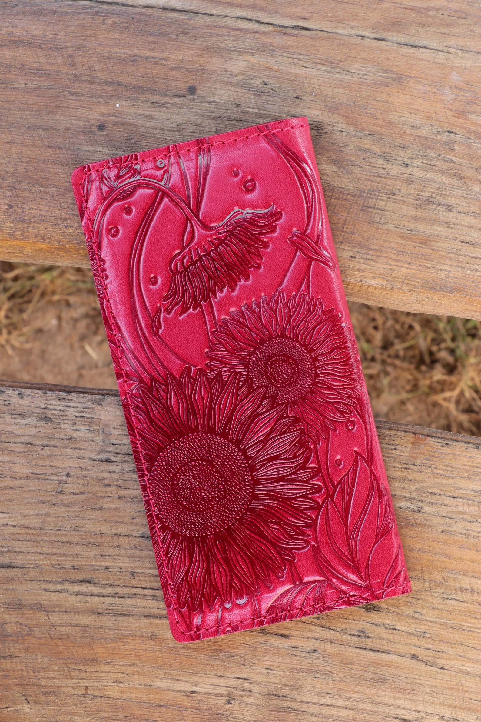 Personalized Unique Sunflower Red-raspberry Leather Wallet - Etsy