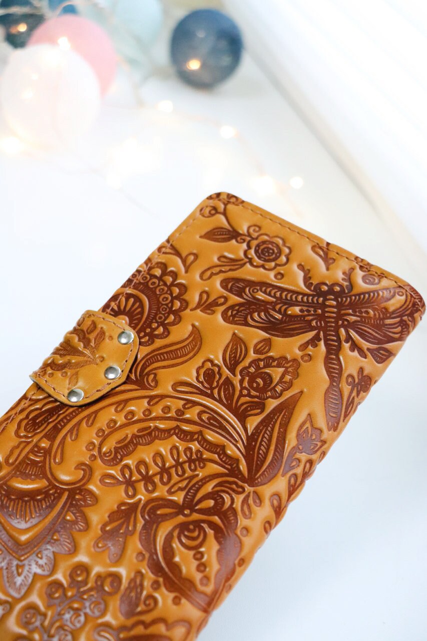 Personalized Unique Dragonfly Embossed Pattern Leather Wallet - Etsy