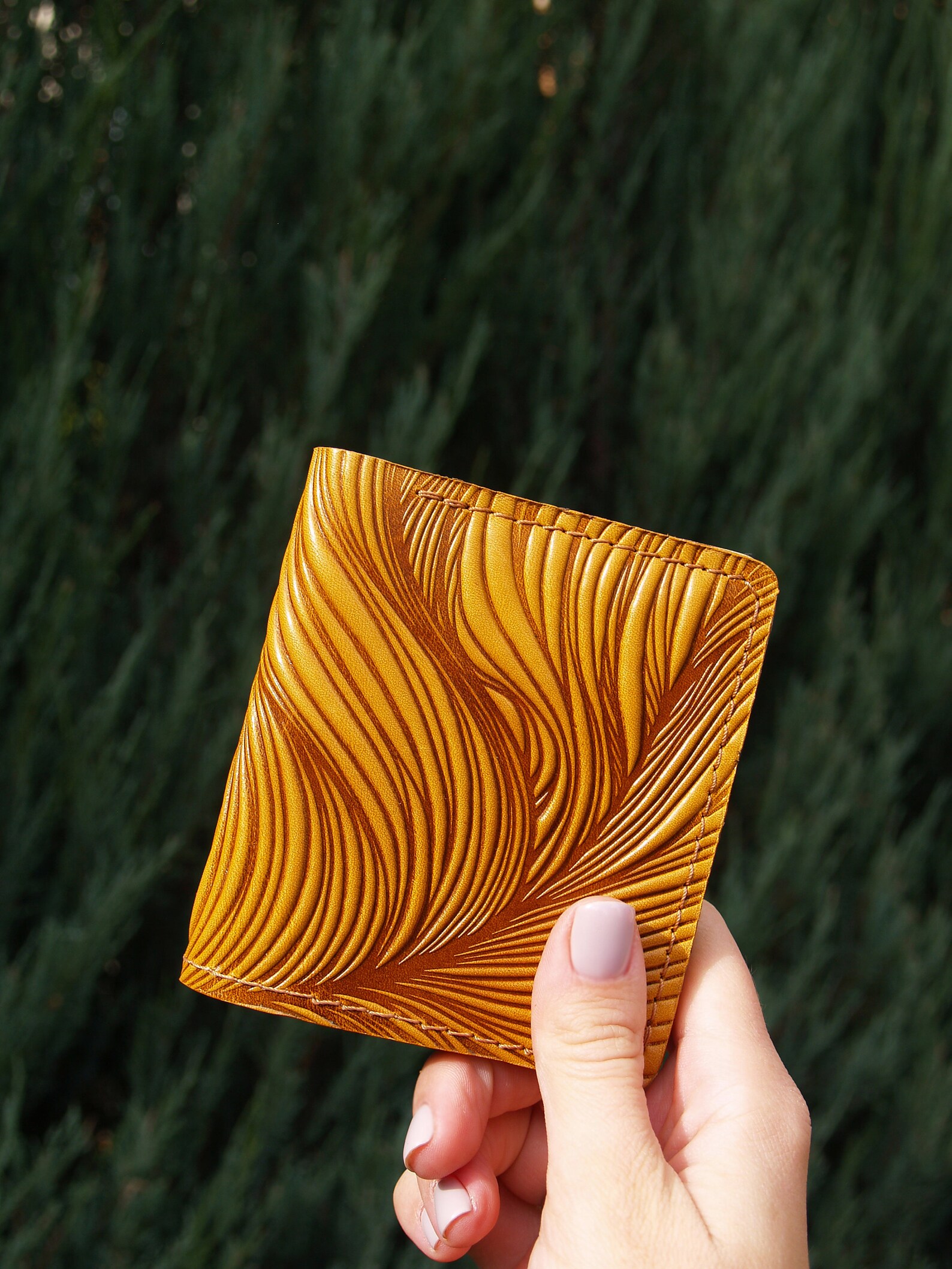 Personalized Unique Leather Slim Wallet Geometry Pattern Money Pouch ...