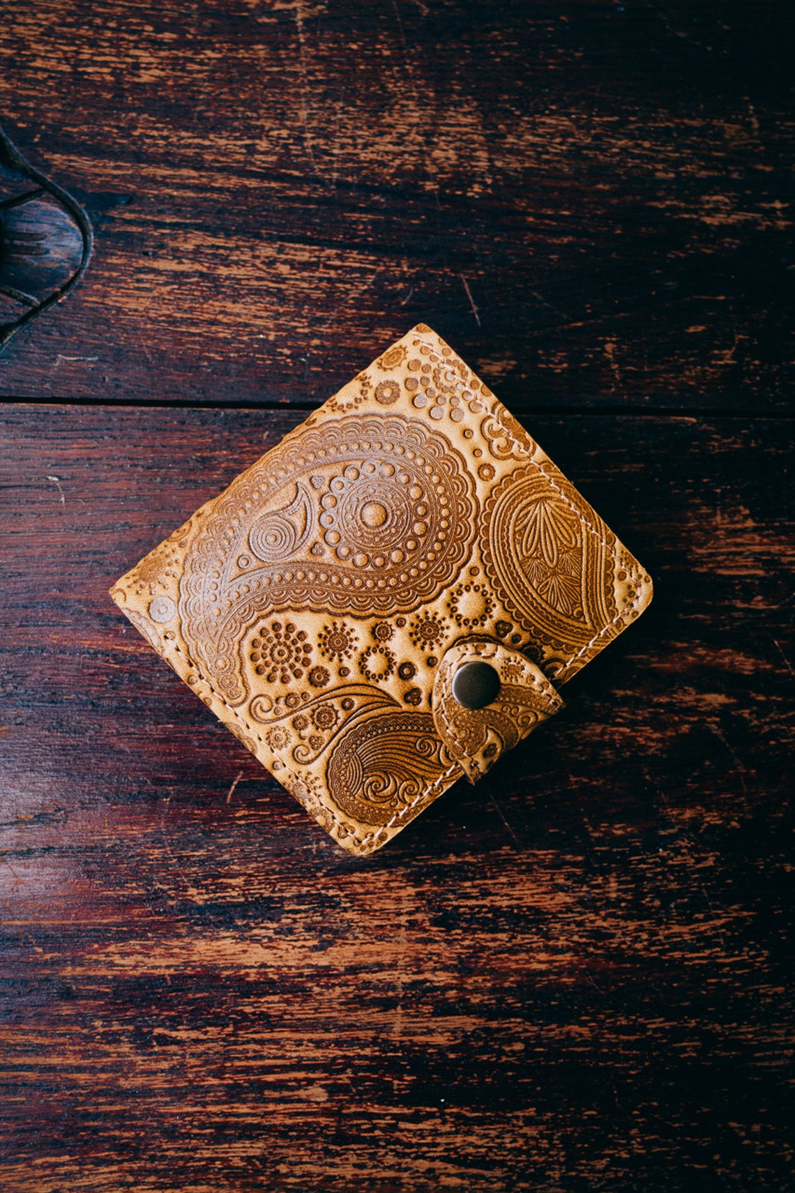 Personalized Unique Yellow Paisley Embossed Pattern Leather - Etsy