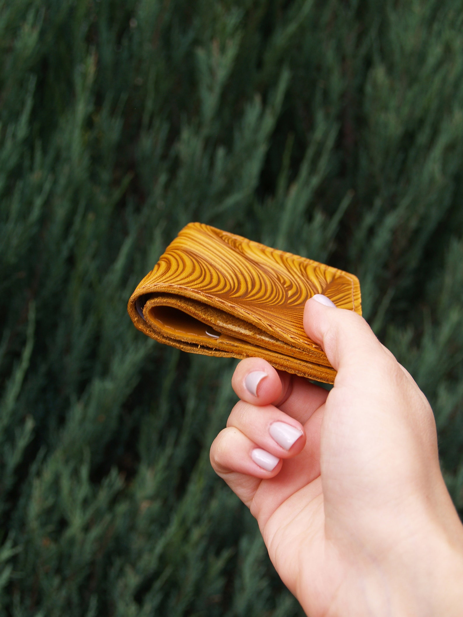 Personalized Unique Leather Slim Wallet Geometry Pattern Money Pouch ...