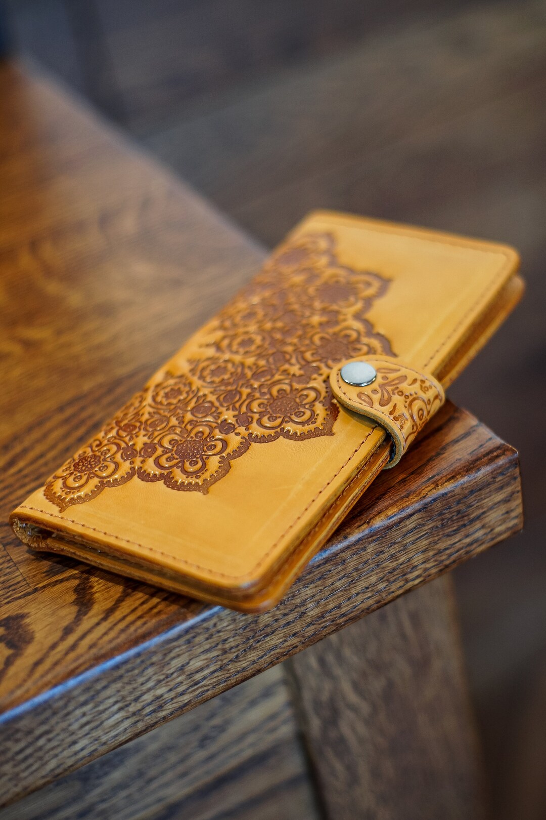 Personalized Unique Yellow Leather Wallet Handmade Minimalist Travel ...