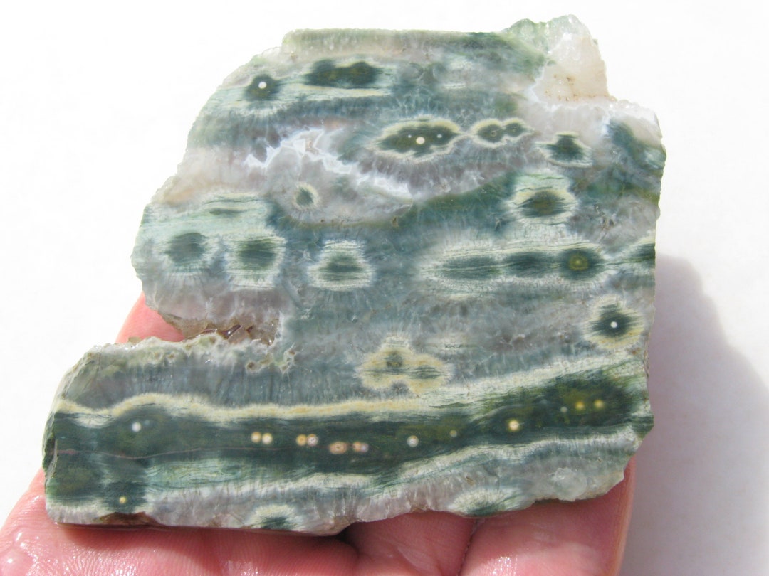 Ocean Jasper Rough Slab With Orbs and Druzy Vugs (79x69.2x12.8mm) Ocean ...