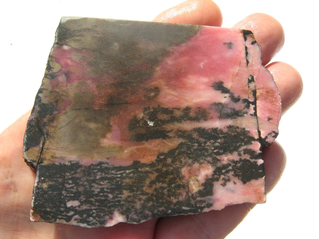 Natural Rhodonite Slab (80x68x6.4mm) Rhodonite Lapidary Cabbing Rough ...