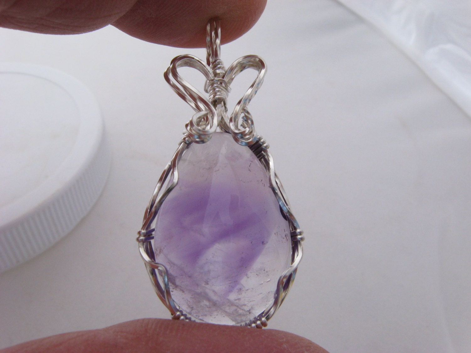 Wire Wrapped Amethyst Pendant Argentium Sterling Silver - Etsy