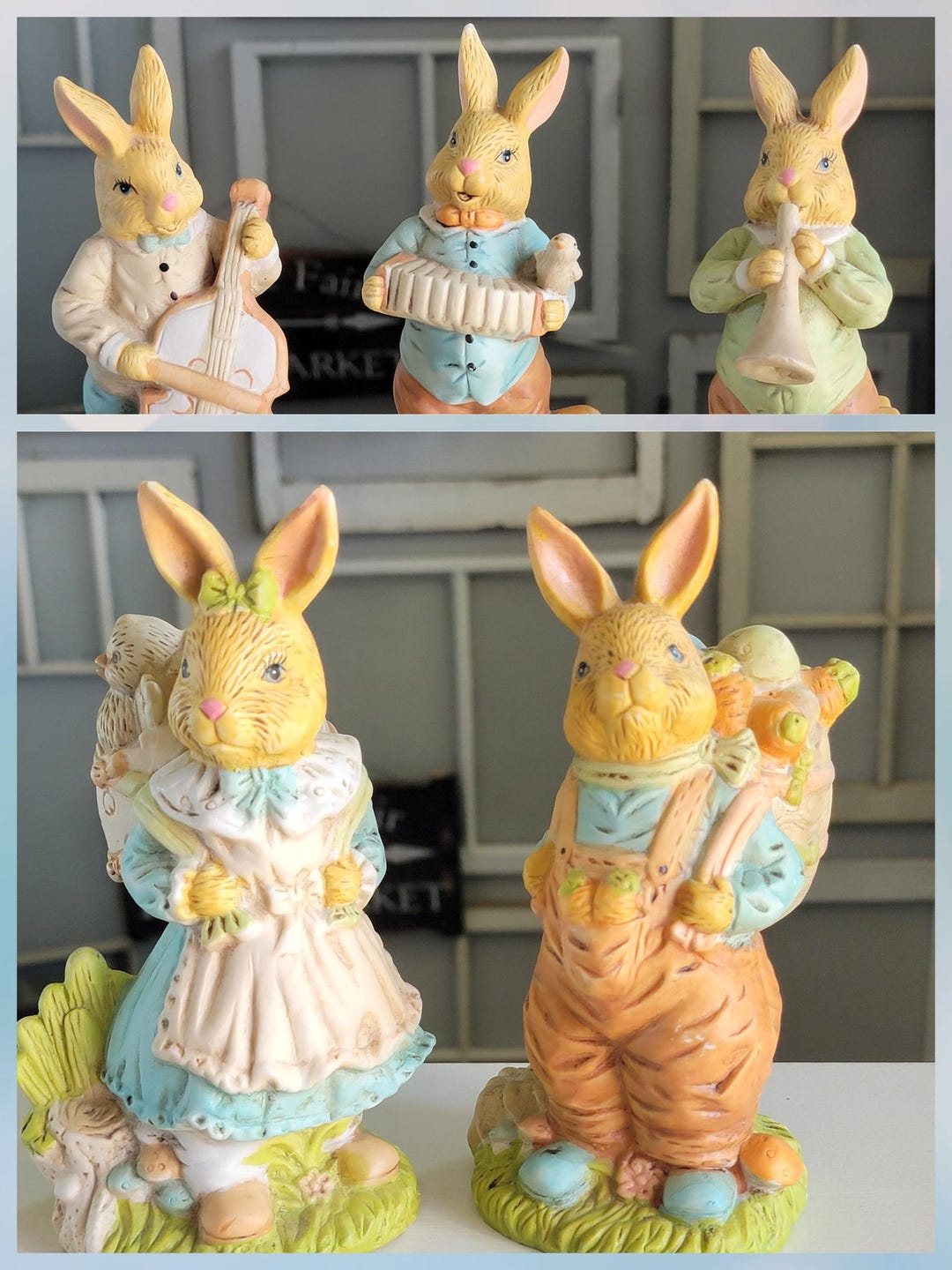 Vintage Collectible EASTER BUNNY Figurines (sets Sold Separately ...