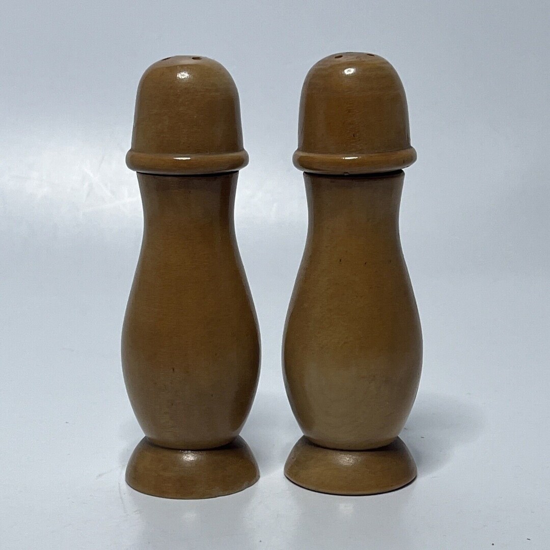 Salt Pepper Shakers Vintage Light Wood Phallic Mushroom Shape Made in ...
