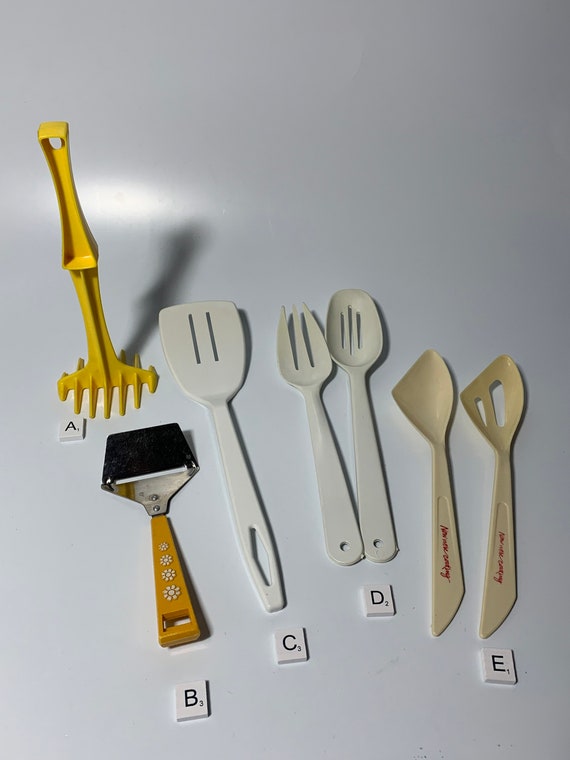 Vtg Kitchen Utensils USA Yellow White Spatula Spoons Tailor | Etsy