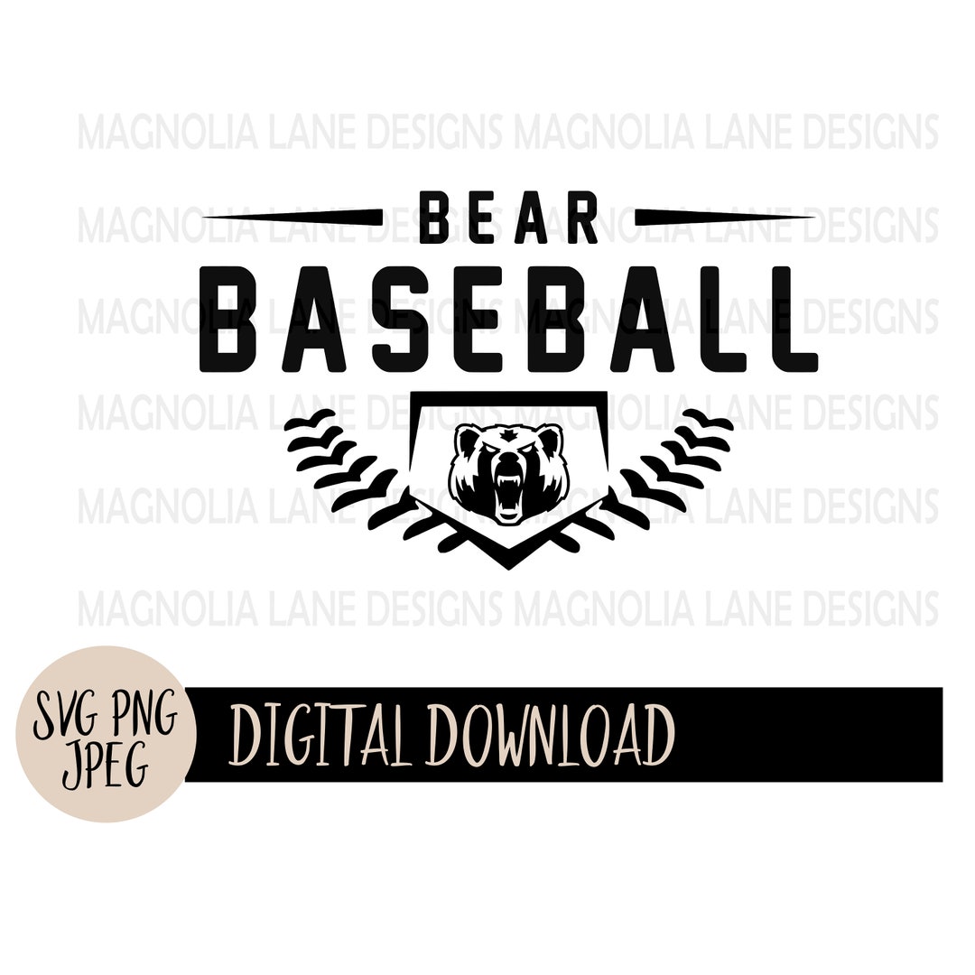 Bear Baseball Svg School Mascot Baseball Bears Baseball Mom Baseball ...