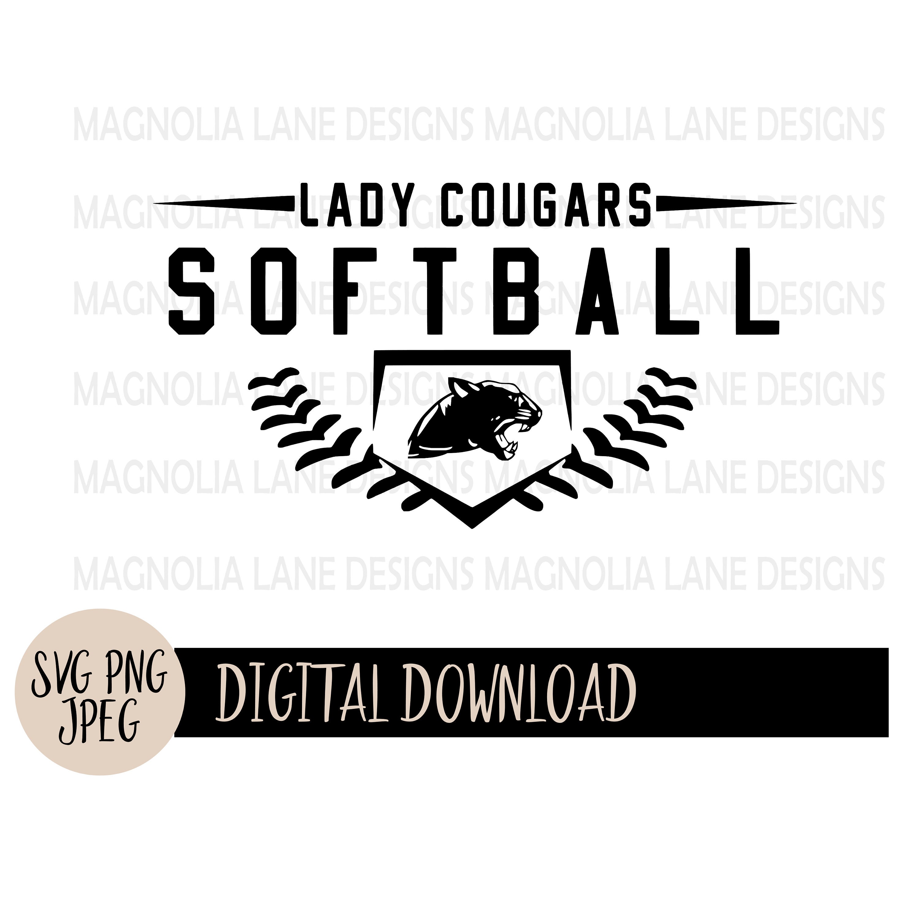 LADY COUGARS SOFTBALL Svg School Mascot Softball Lady - Etsy
