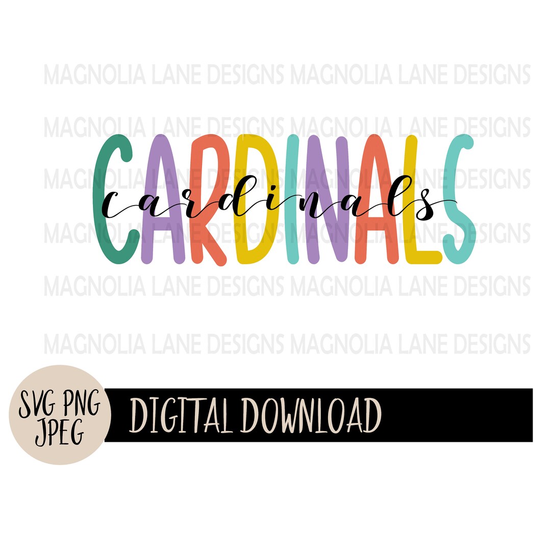 CARDINALS SVG, School Mascot, Colorful, Svg, Jpeg, Png, Cut File ...