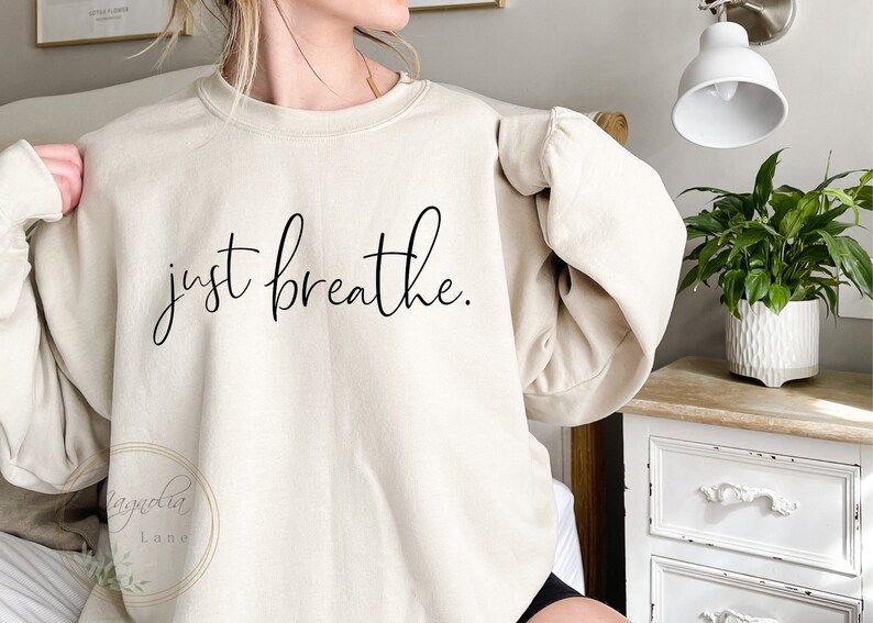 Just Breathe SVG Quote Cursive Svg Png Jpeg Cute File - Etsy