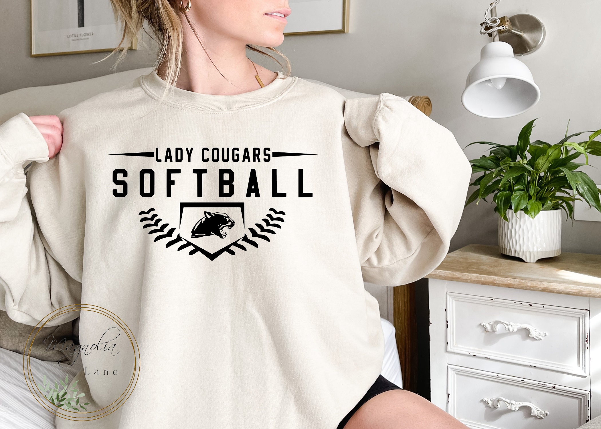 LADY COUGARS SOFTBALL Svg School Mascot Softball Lady - Etsy