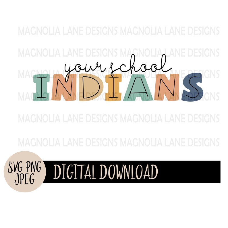 CUSTOM INDIANS SVG Your School School Mascot Bubble Font - Etsy