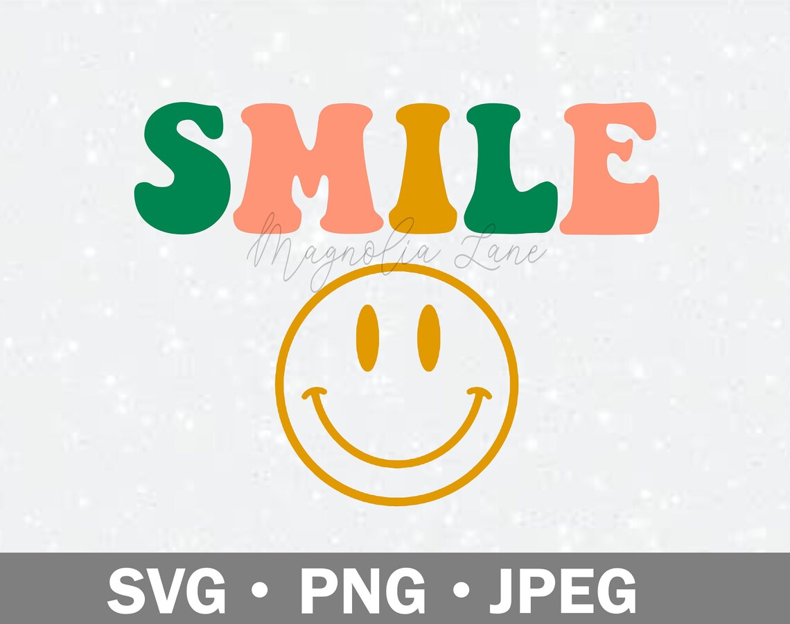 Retro Smile SVG Smiley Face Svg Png Jpeg Cut File | Etsy UK