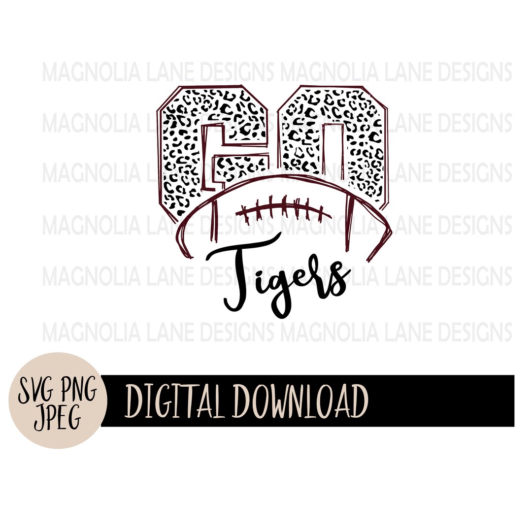 GO TIGERS SVG Football Team Sports Cheetah Print School - Etsy
