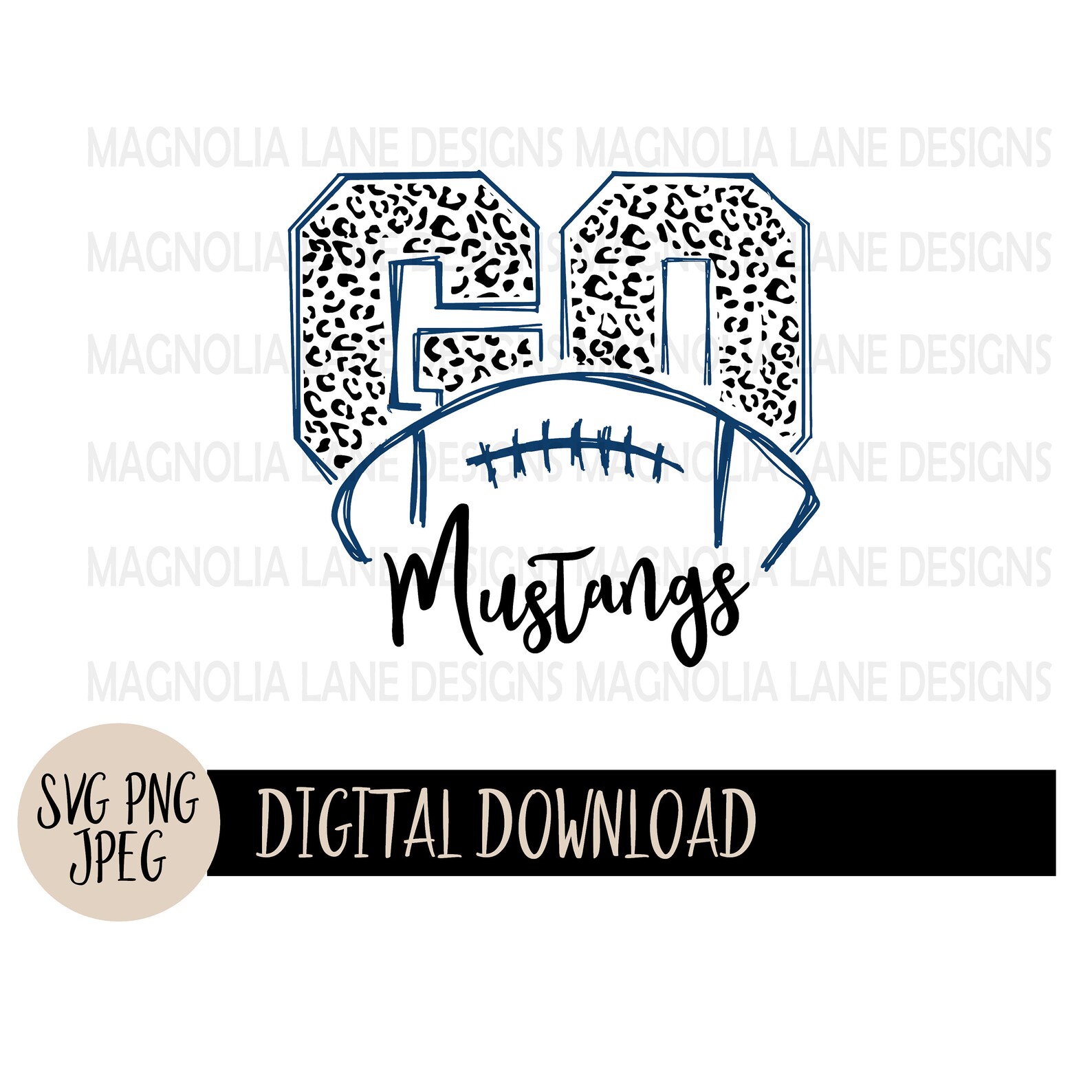 GO MUSTANGS SVG Football Team Sports Cheetah Print School - Etsy