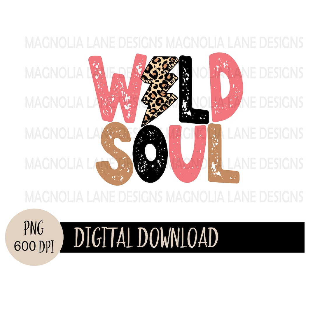 WILD SOUL Distressed PNG, Cheetah Print, Lightning Bolt, Little Girl ...