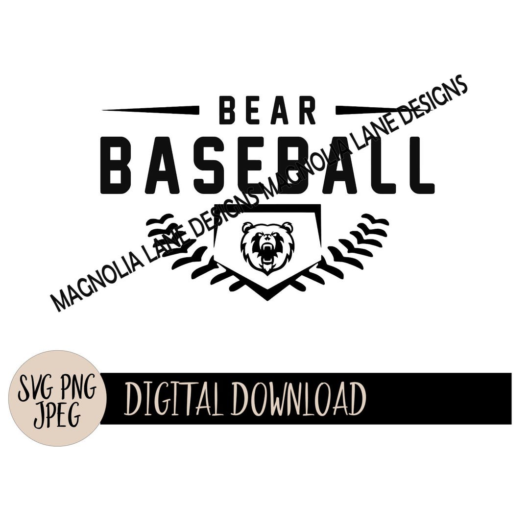 Bear Baseball Svg School Mascot Baseball Bears Baseball Mom Baseball ...