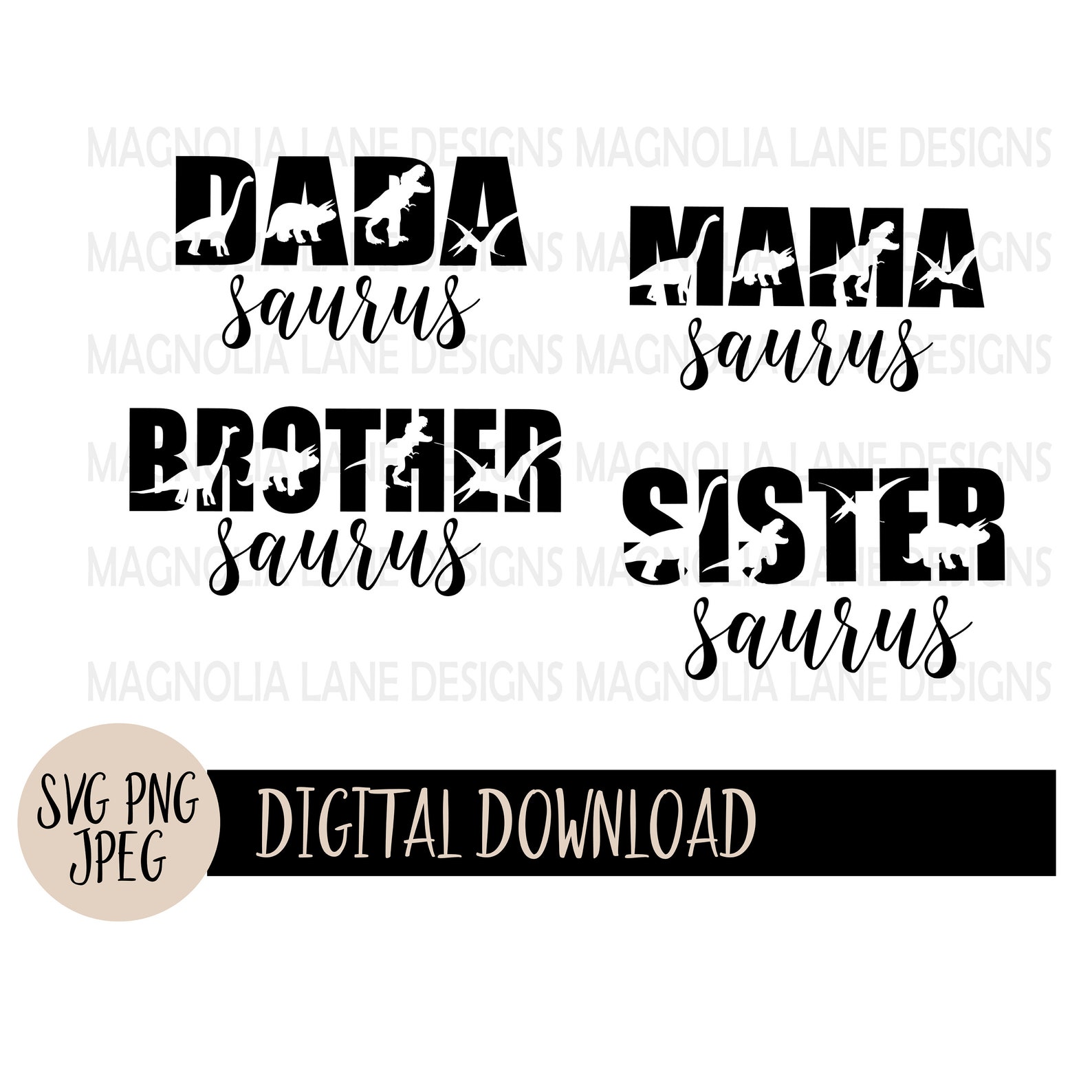SAURUS Family Bundle SVG Dinosaur Party Mama Saurus Dada - Etsy