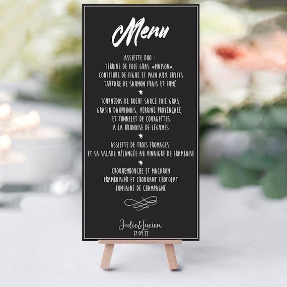 Menu façon ardoise pour dîner de mariage - Etsy France