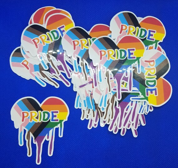 Pride in Pronouns Bleeding Heart Customizable Pride Stickers - Etsy
