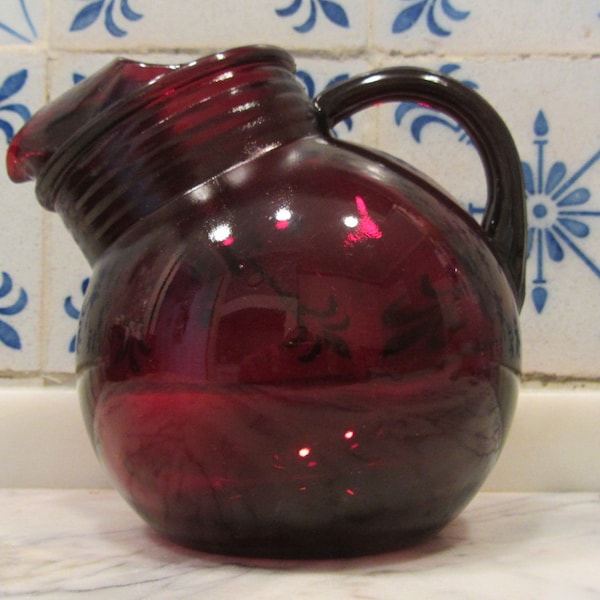 Royal Ruby Anchor Hocking Pitcher - Etsy