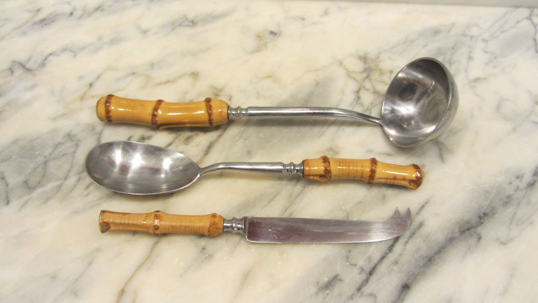 Vintage Tiki Modern Serving Spoon + Soup Ladle + Cheese Knife ...