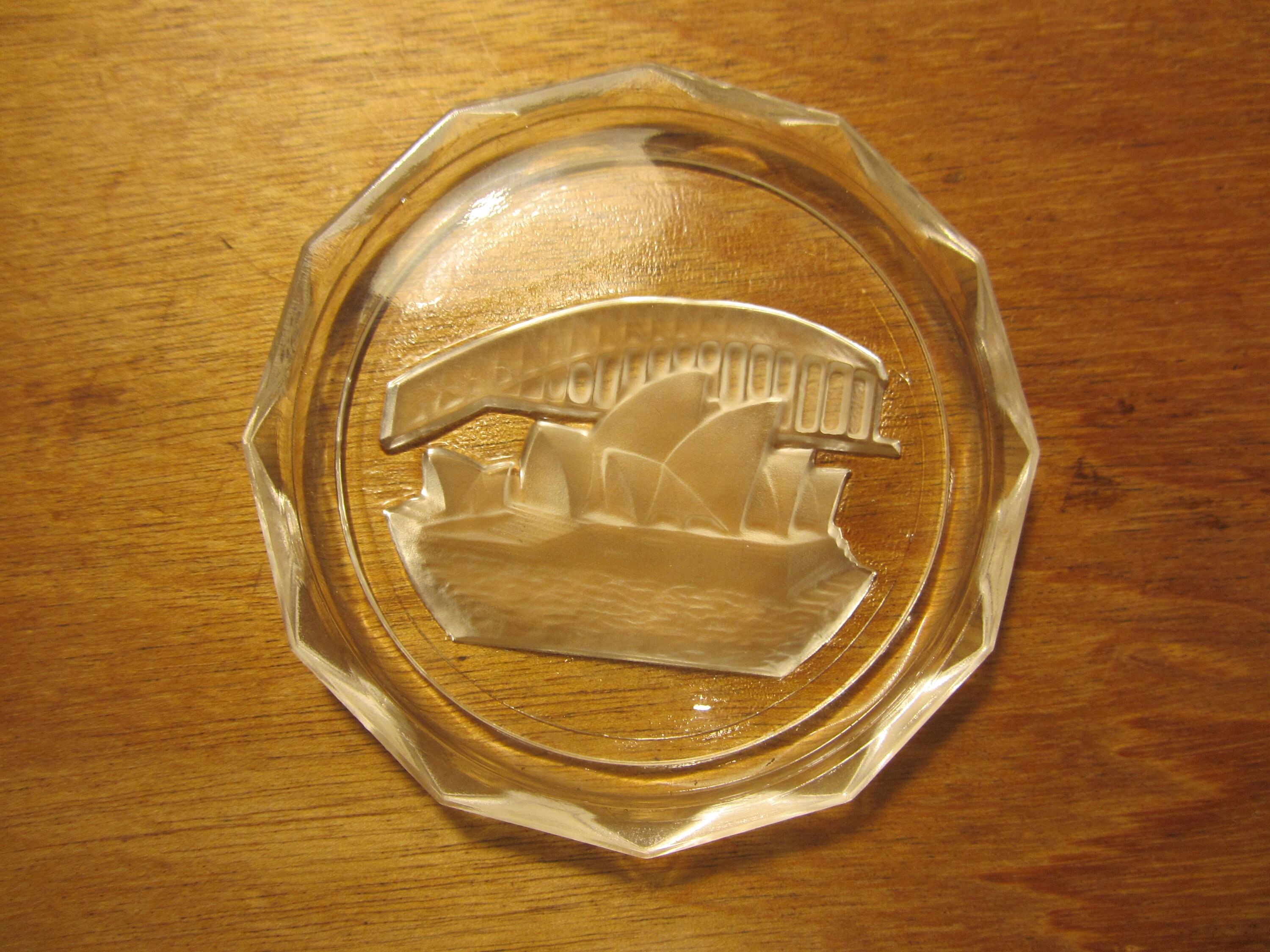 Vintage Collectible Souvenir Clear Glass Coaster - Sydney Opera House ...