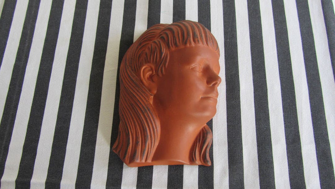 MARZI & REMY - Ceramic Wall Mask of a Young Woman/girl on Matte Clay ...