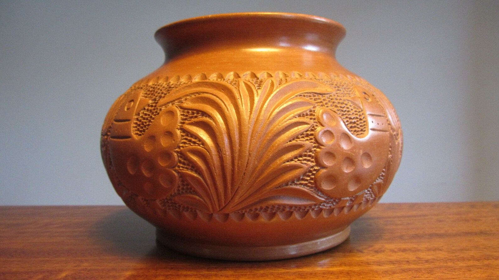 Round Handmade Studio Earthenware Vase Modern Embossed | Etsy