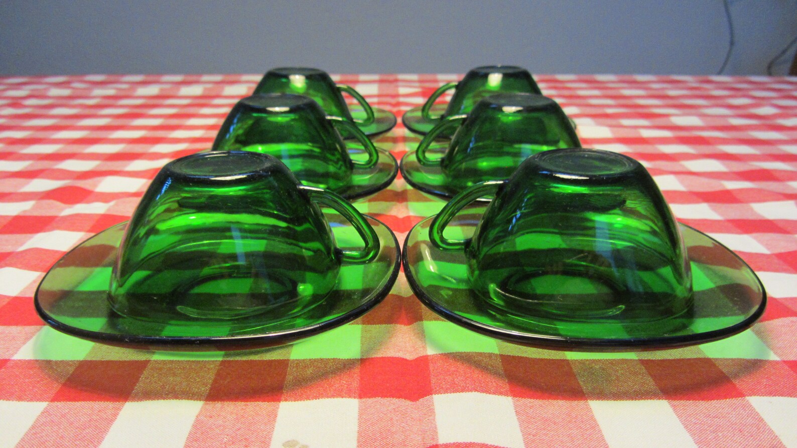 VERECO Set of Six Tempered Clear Glass Forest Green Tea Cups - Etsy