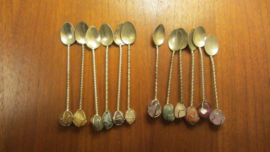 ESTILO - Set of Twelve Silver Metal Spoons, Six Smaller, Six Larger ...