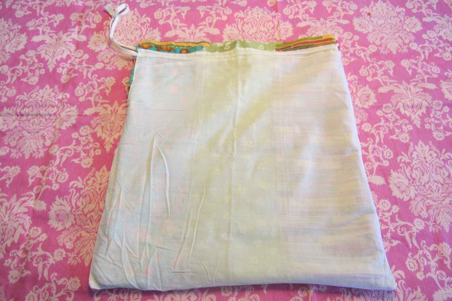 Drawstring Bag - Vintage Handmade Patchwork Fabric - 1950s - Etsy