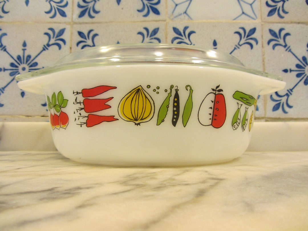 JAJ PYREX + PYREX - Milk Glass Oval Casserole Dish, in the "harvest ...