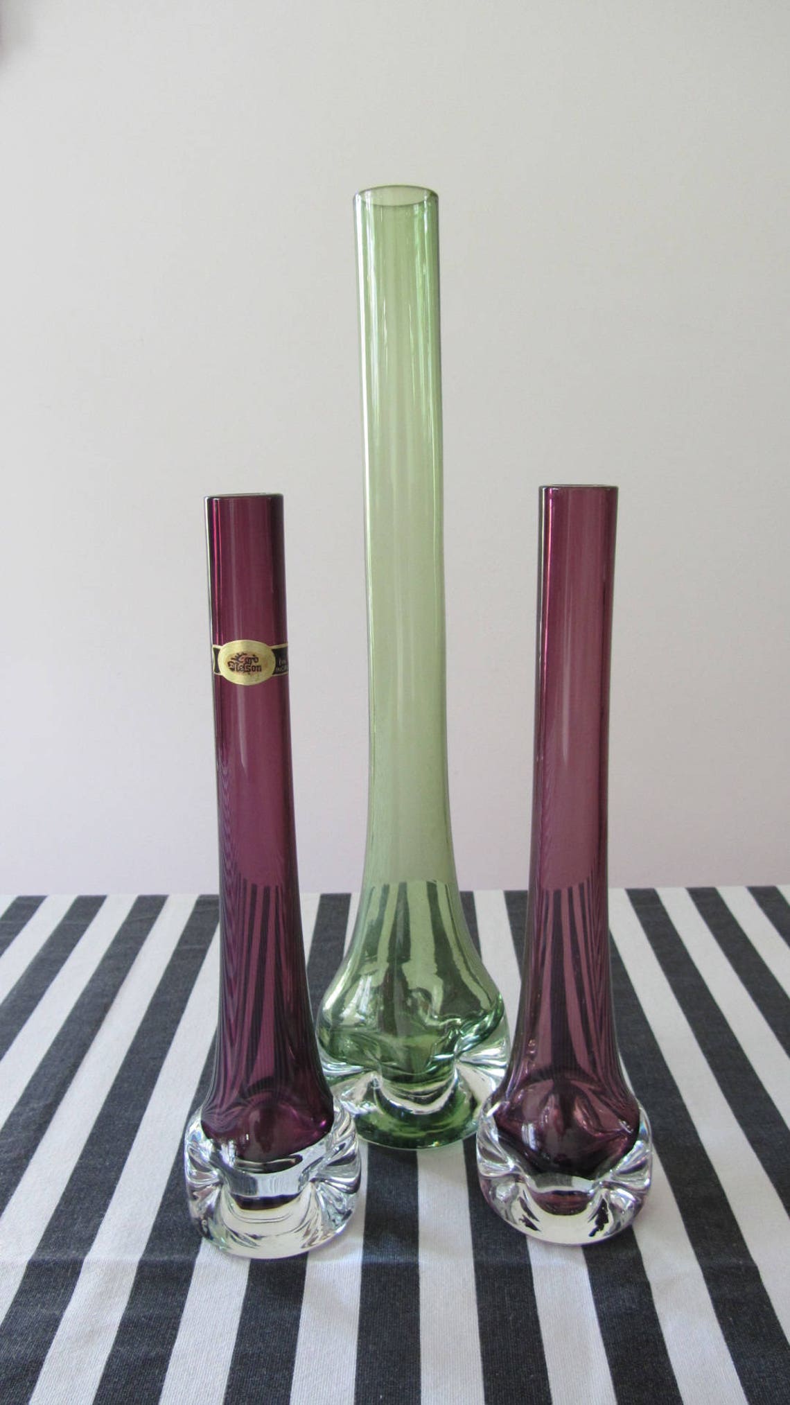 INGRID GLAS Lord Nelson Large and Tall Green Tubular Glass - Etsy