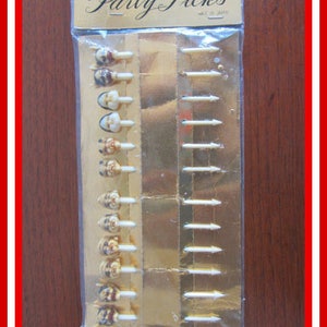 Vintage Plastic Faux Ivory Party Picks, Kabuki Theater Masks, Original ...