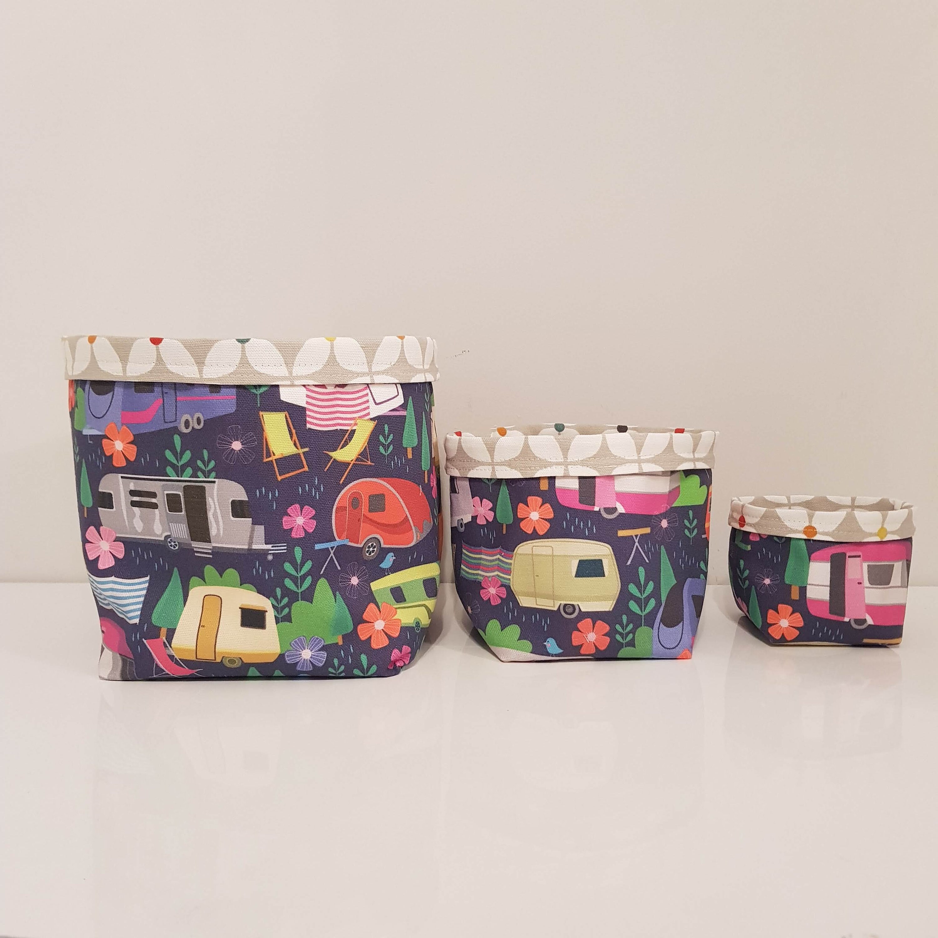 Caravan Fabric Storage Baskets - Etsy UK